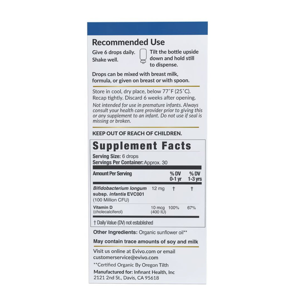 Evivo Probiotic Drops + Vitamin D